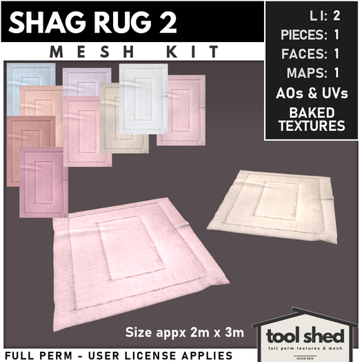 Second Life Marketplace - Tool Shed - Shag Rug 2 Mesh Kit